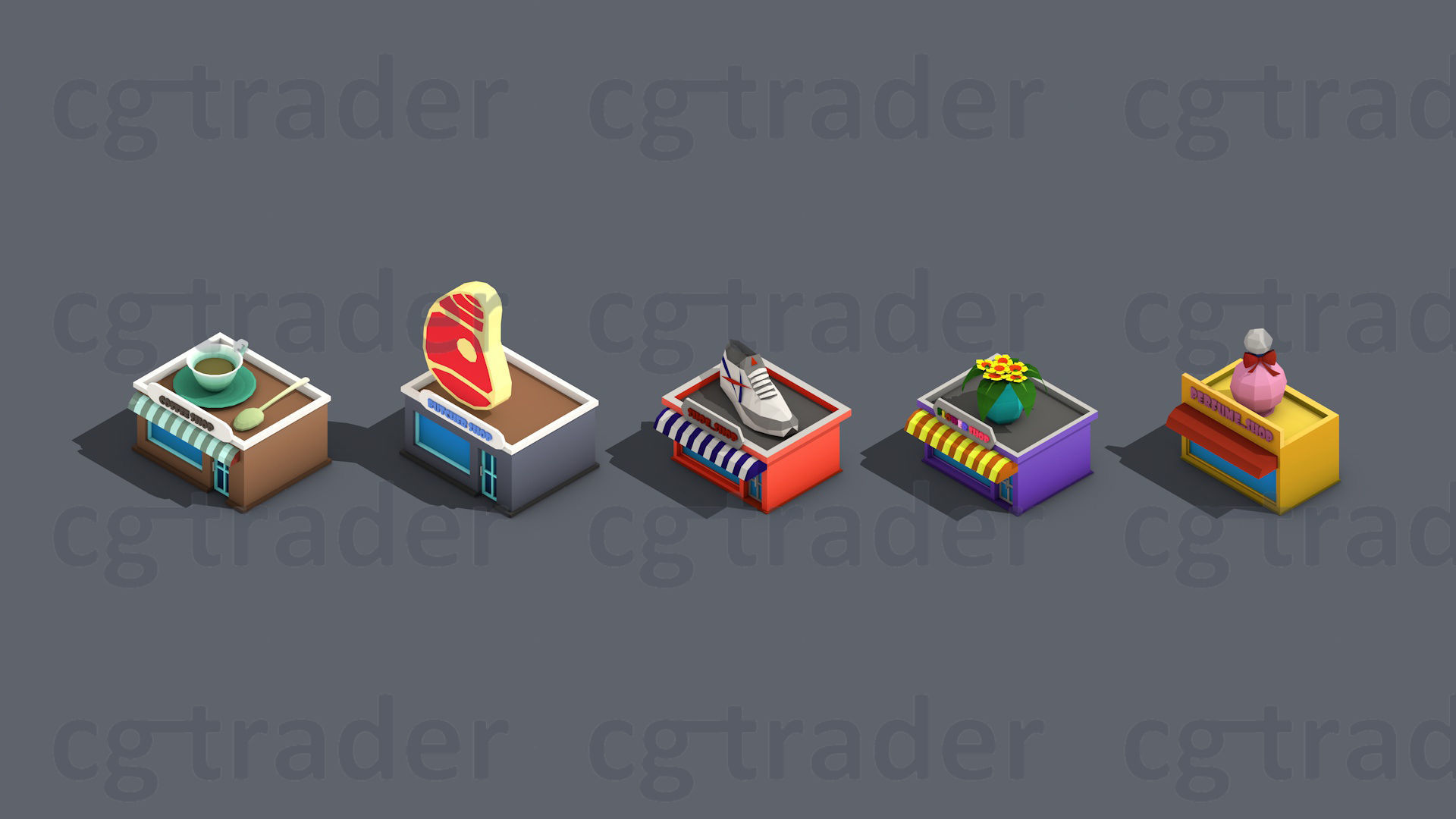 3D model Low poly Stores Shops Isometric VR / AR / low-poly | CGTrader