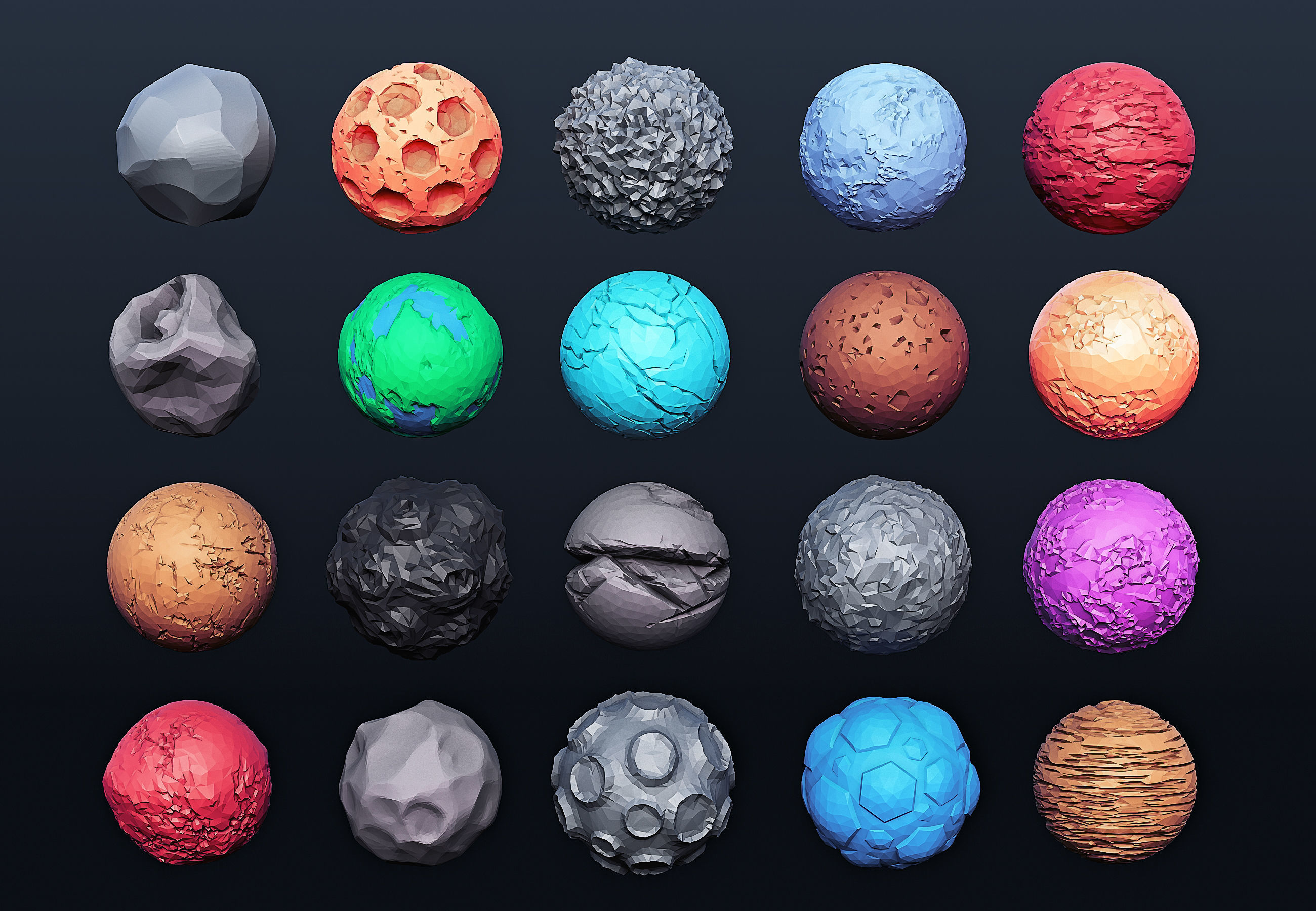 3D model Low Poly Planets 20 models VR / AR / low-poly | CGTrader