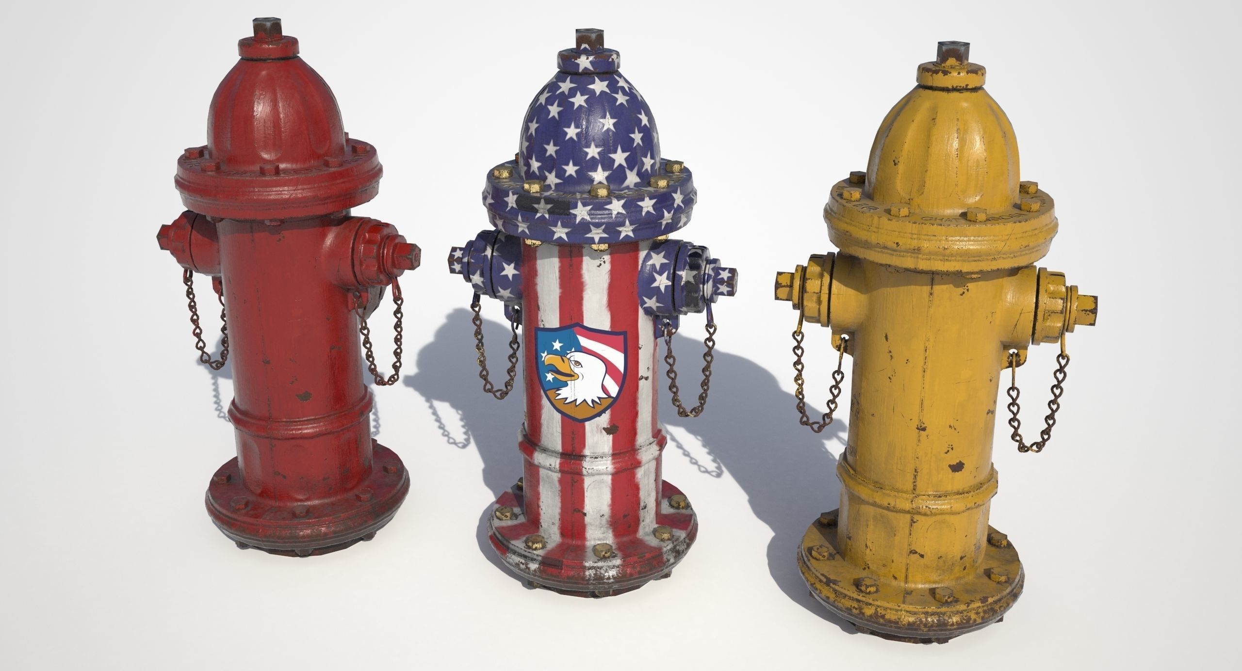 3D model 3 fire hydrants VR / AR / low-poly | CGTrader