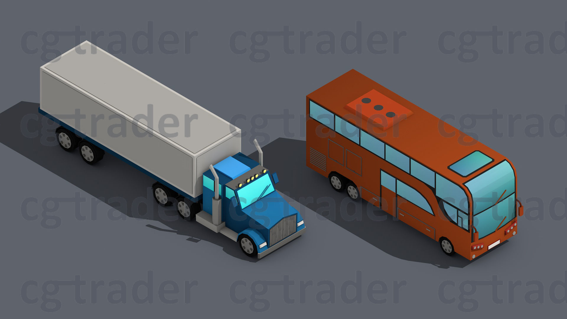 3D model Low Poly Truck Pack 03 Isometric VR / AR / low-poly | CGTrader
