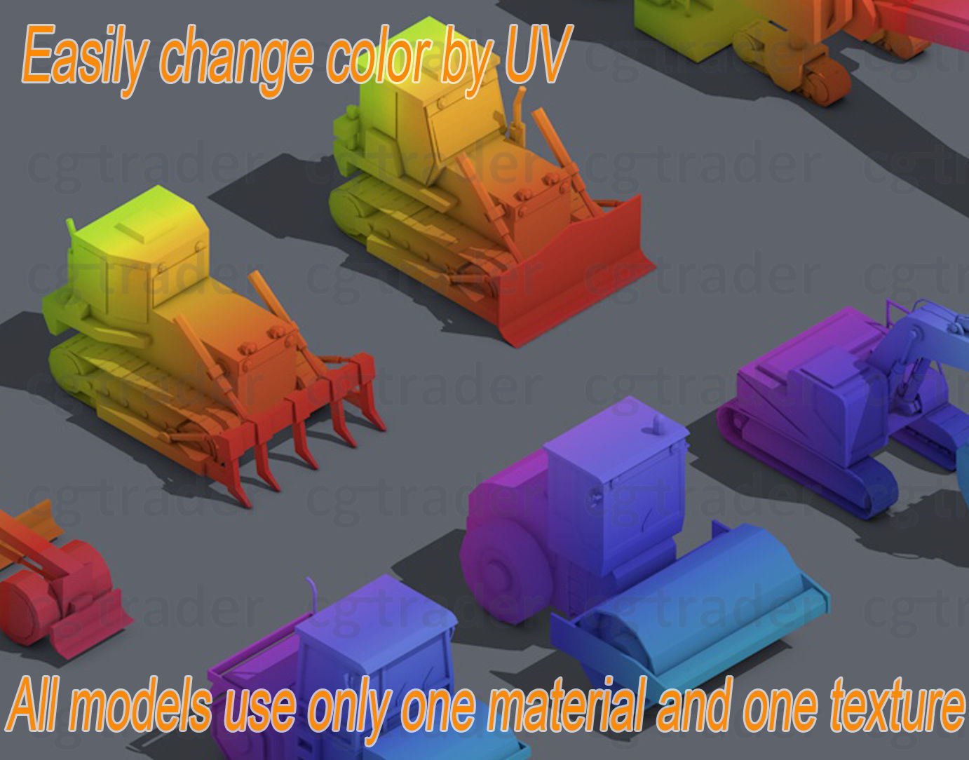 3D model Low Poly Heavy Construction Machinery Equipment Industrial VR ...