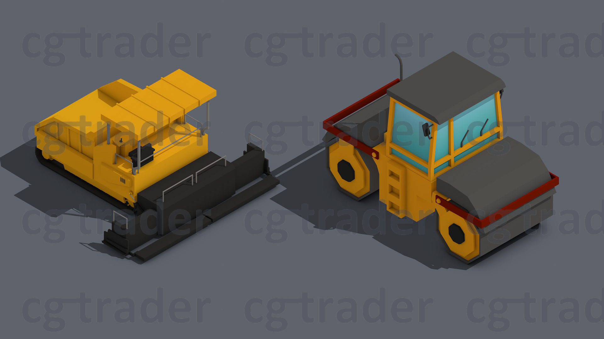3D model Low Poly Heavy Construction Machinery Equipment Industrial VR ...