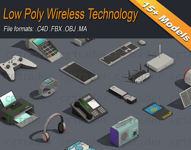3D model Low Poly Wireless Technology Isometric VR / AR / low-poly ...