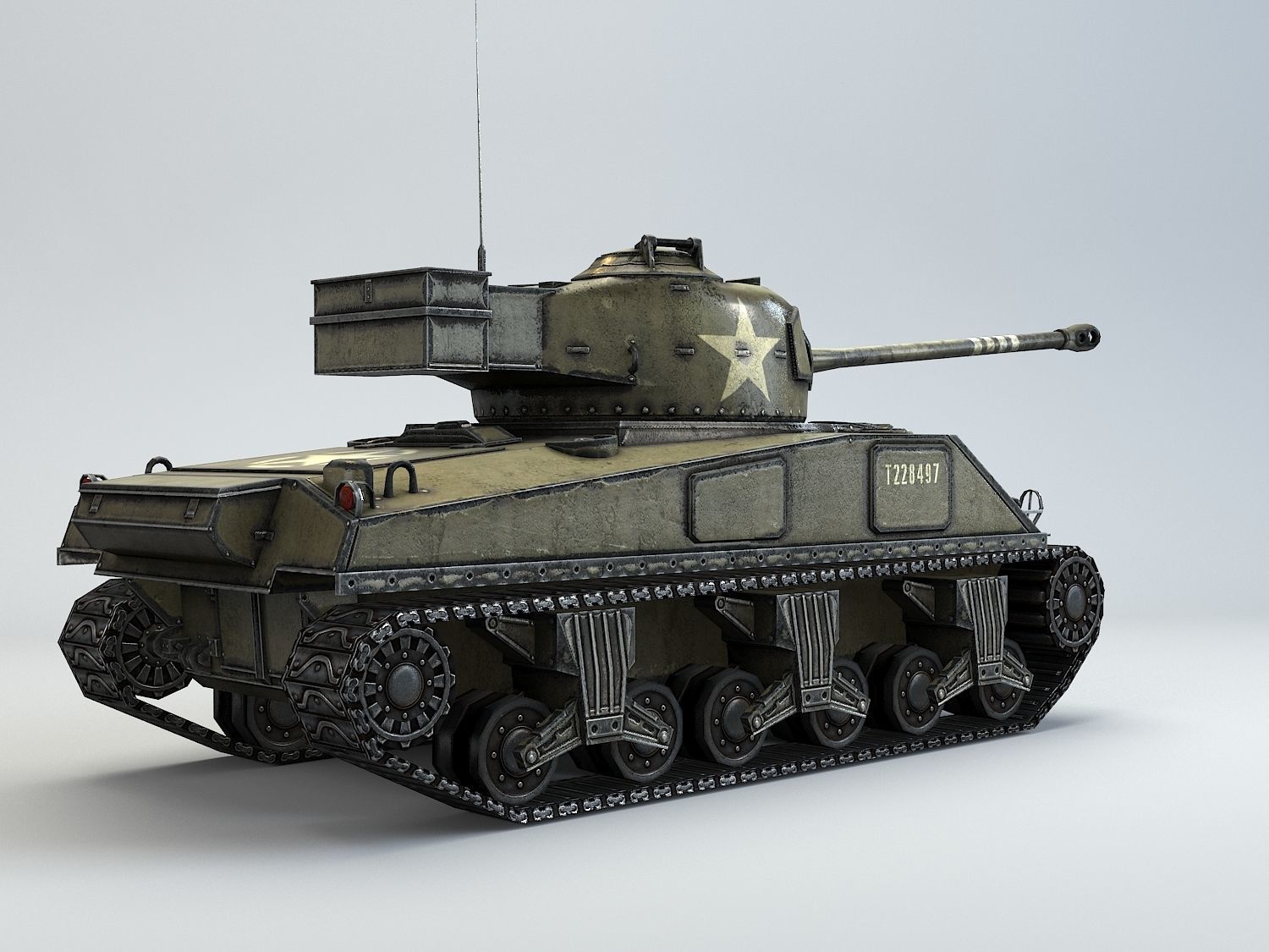 3D model Low Poly M4A4 Sherman Firefly medium tank VR / AR / low-poly ...