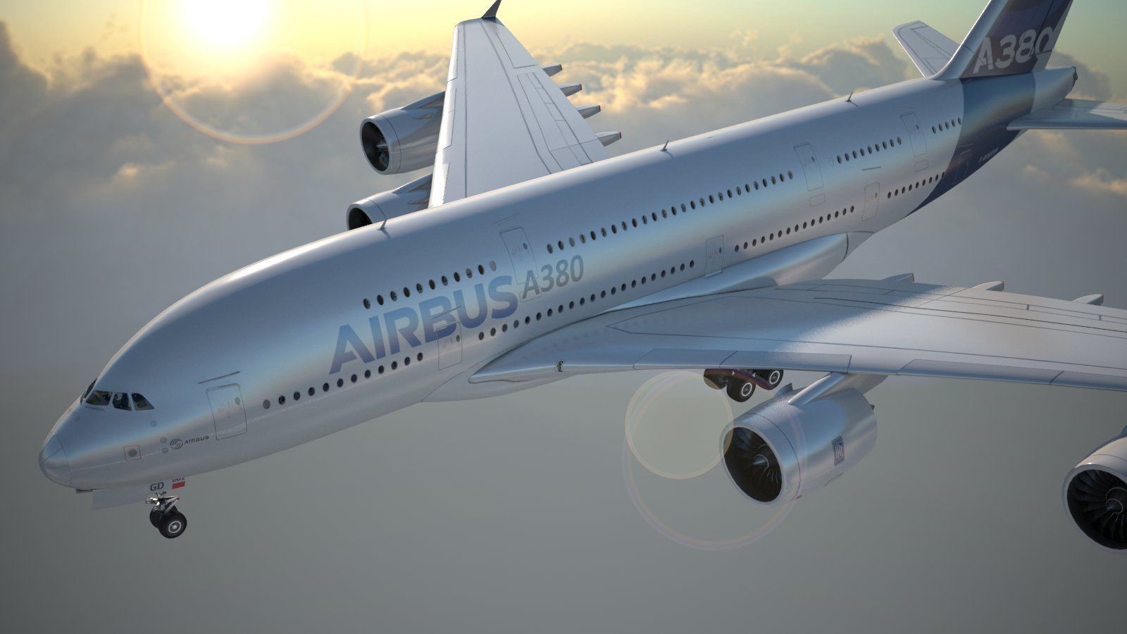 Airbus A380 with interior 3D model | CGTrader