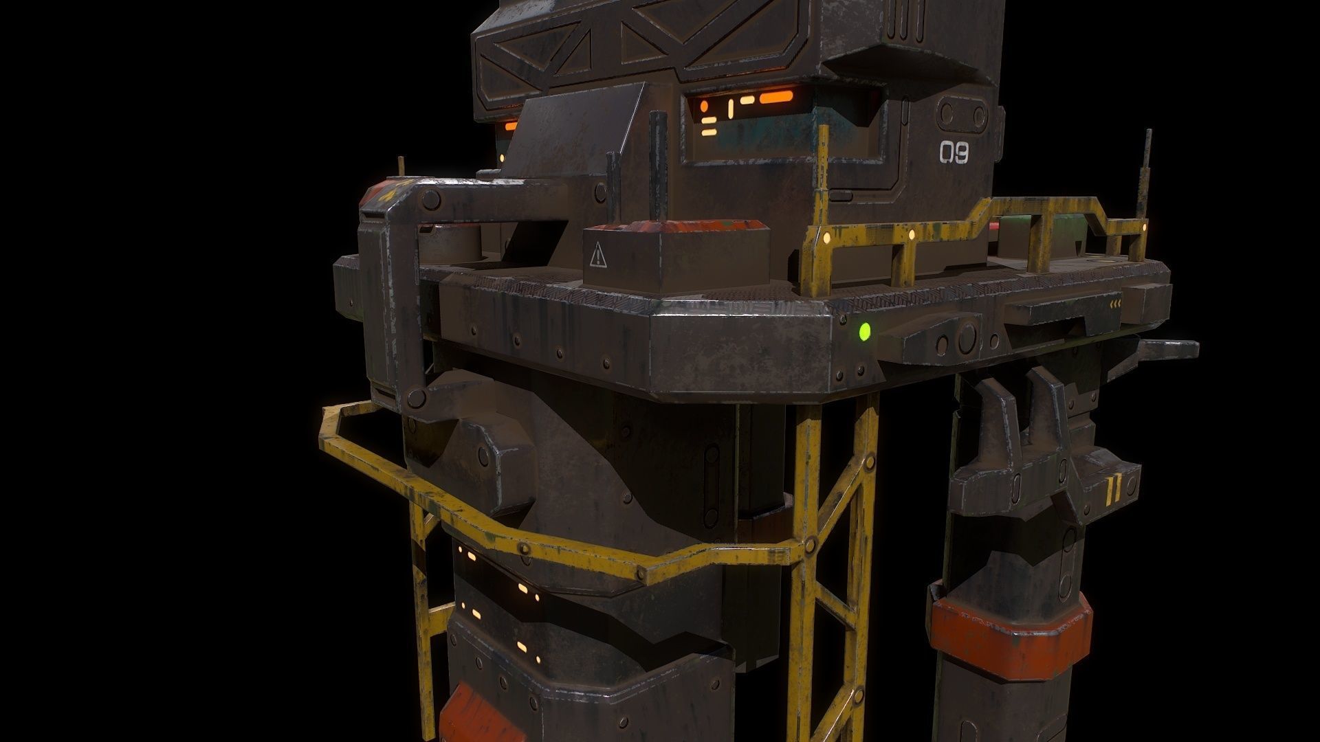 3D model Low poly futuristic oil rig building asset VR / AR / low-poly ...