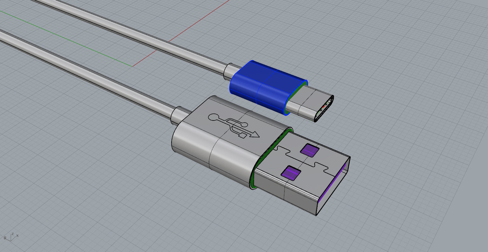 TYPE C USB CABLE 3D model 3D model 3D printable | CGTrader