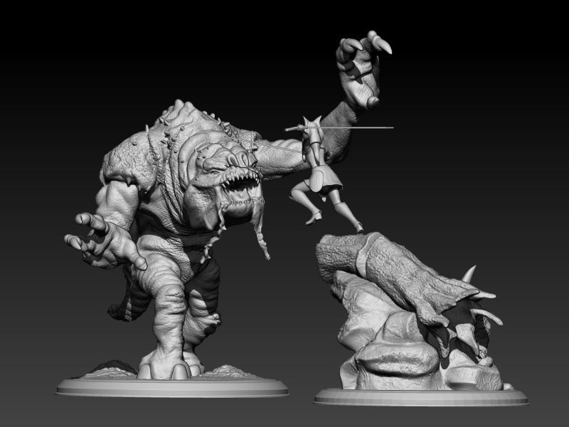 Ahsoka and the Rancor 3D model 3D printable | CGTrader