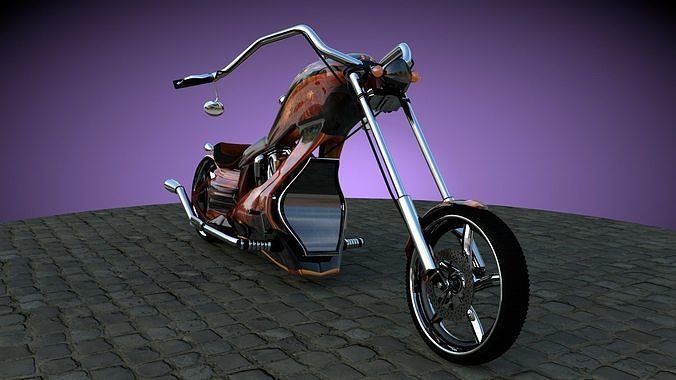 CHOPPER CUSTOM FIRE HARLEY DAVIDSON 3D model | CGTrader