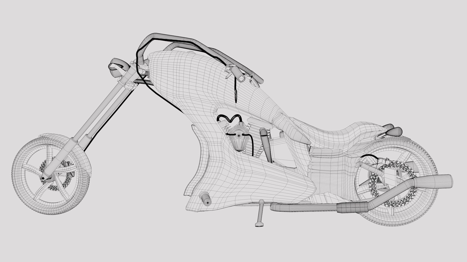 CHOPPER CUSTOM FIRE HARLEY DAVIDSON 3D model | CGTrader