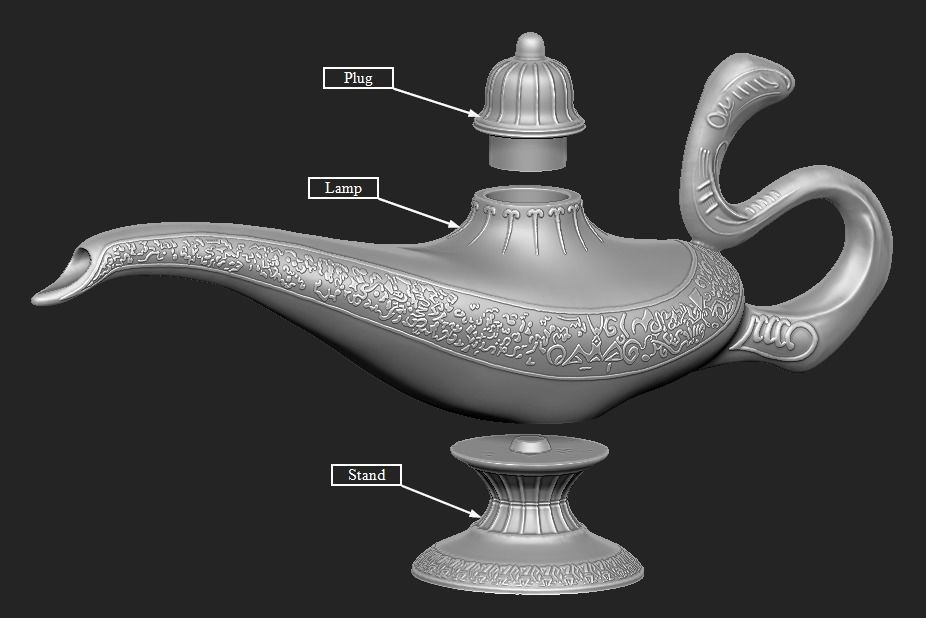 Aladdin Magic Lamp 3D model 3D printable | CGTrader