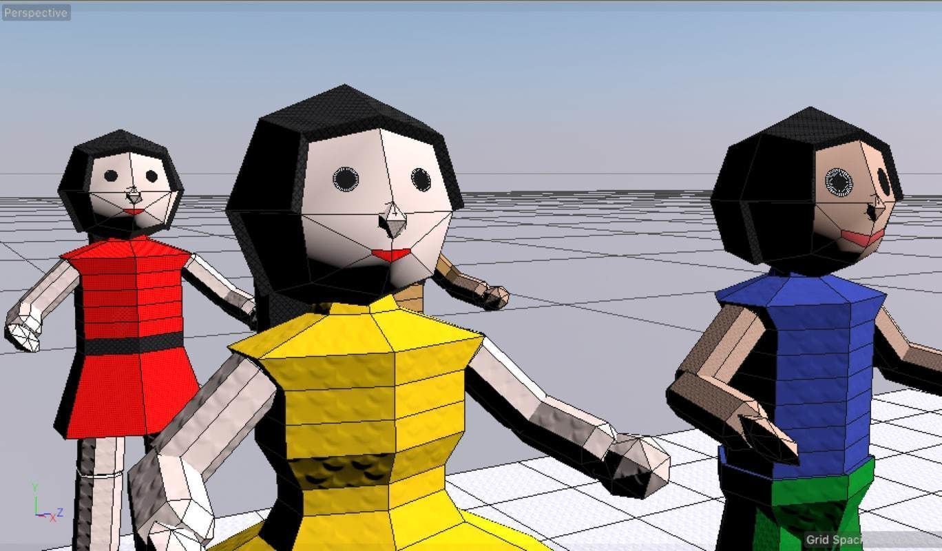 Origami Cartoon Kids 3D model | CGTrader