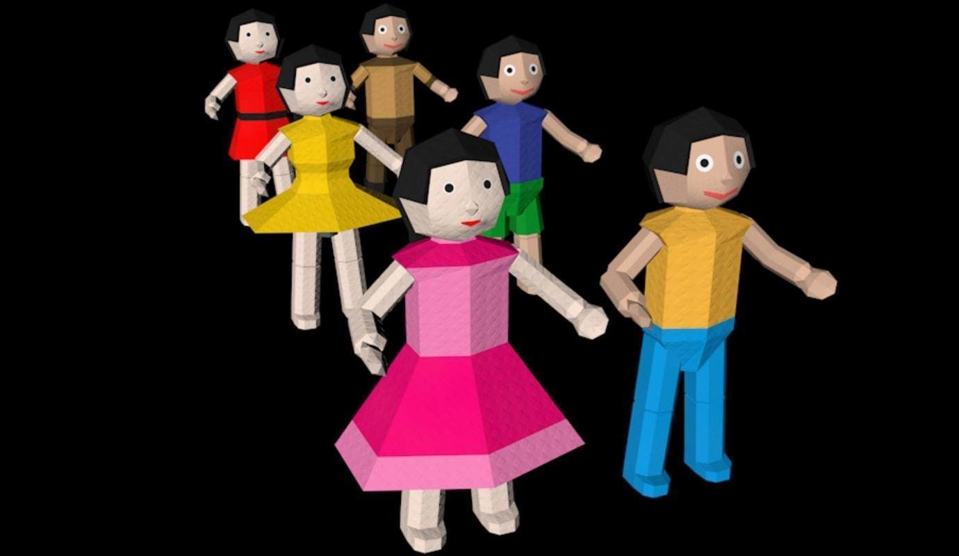 Origami Cartoon Kids 3D model | CGTrader