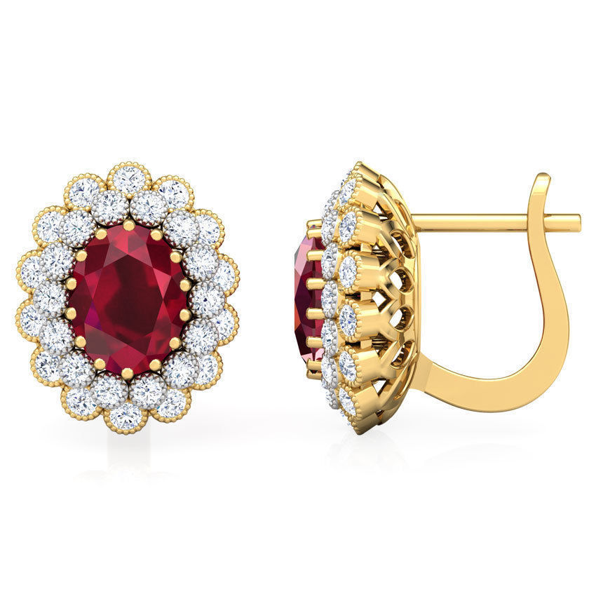 Oval Ruby Earring 3D model 3D printable | CGTrader