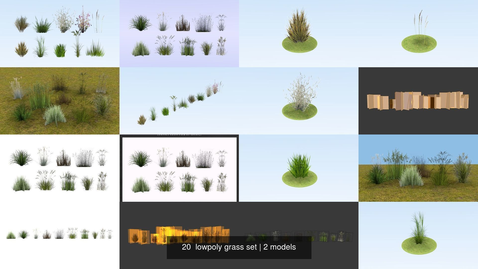 20 lowpoly grass set 3D Model Collection | CGTrader