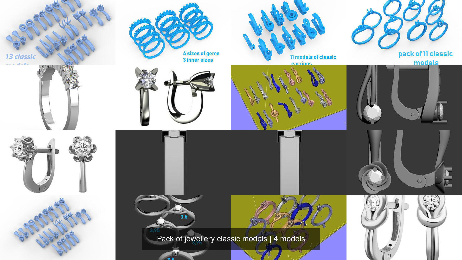 Pack of jewellery classic models 3D Model Collection | CGTrader