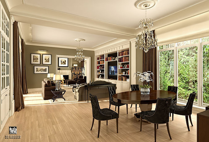 Big House Interior Scene Luxury 3D model | CGTrader