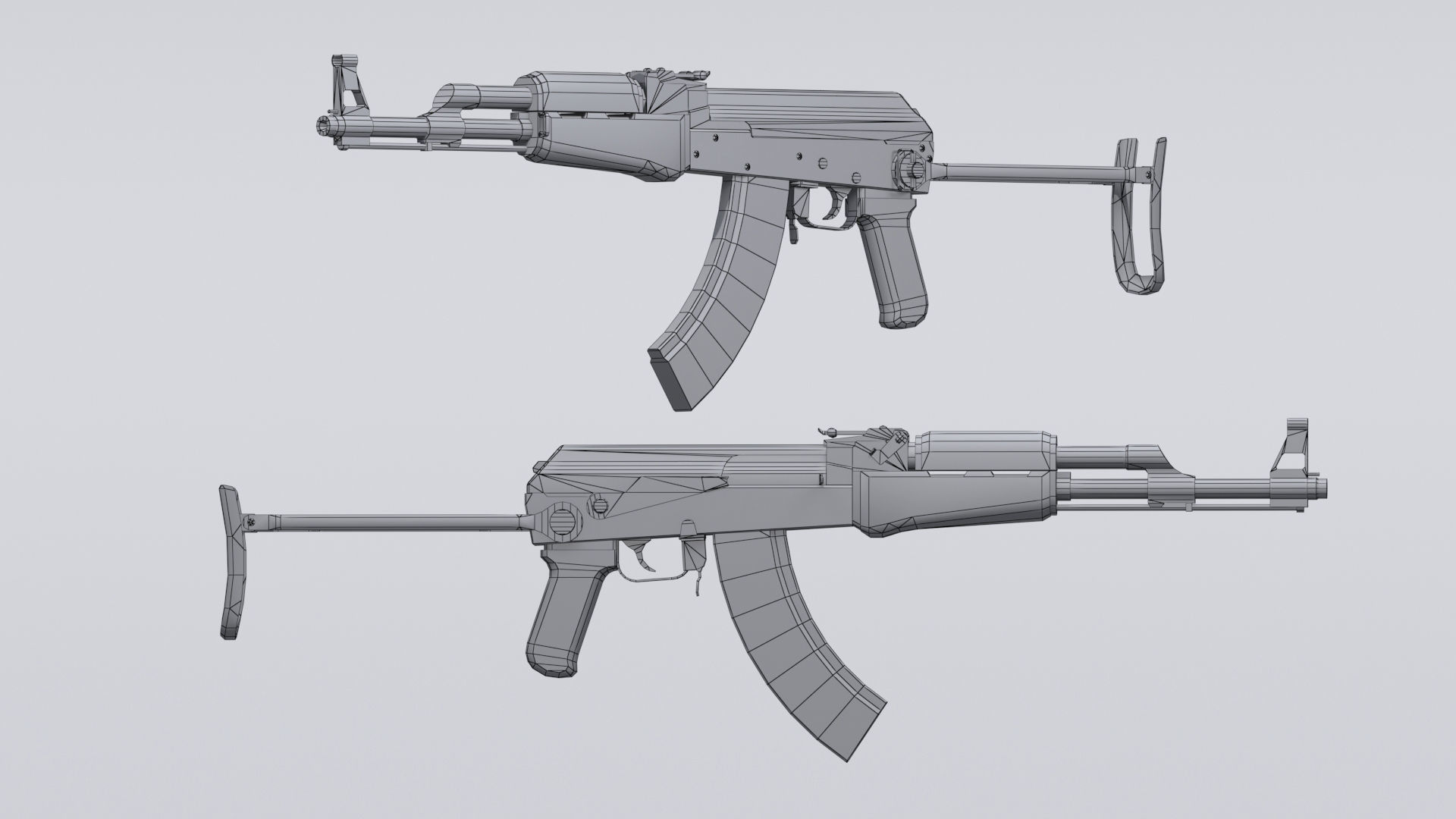 3D model AKM assault rifle - 3D AK 47 Low-poly model VR / AR / low-poly ...