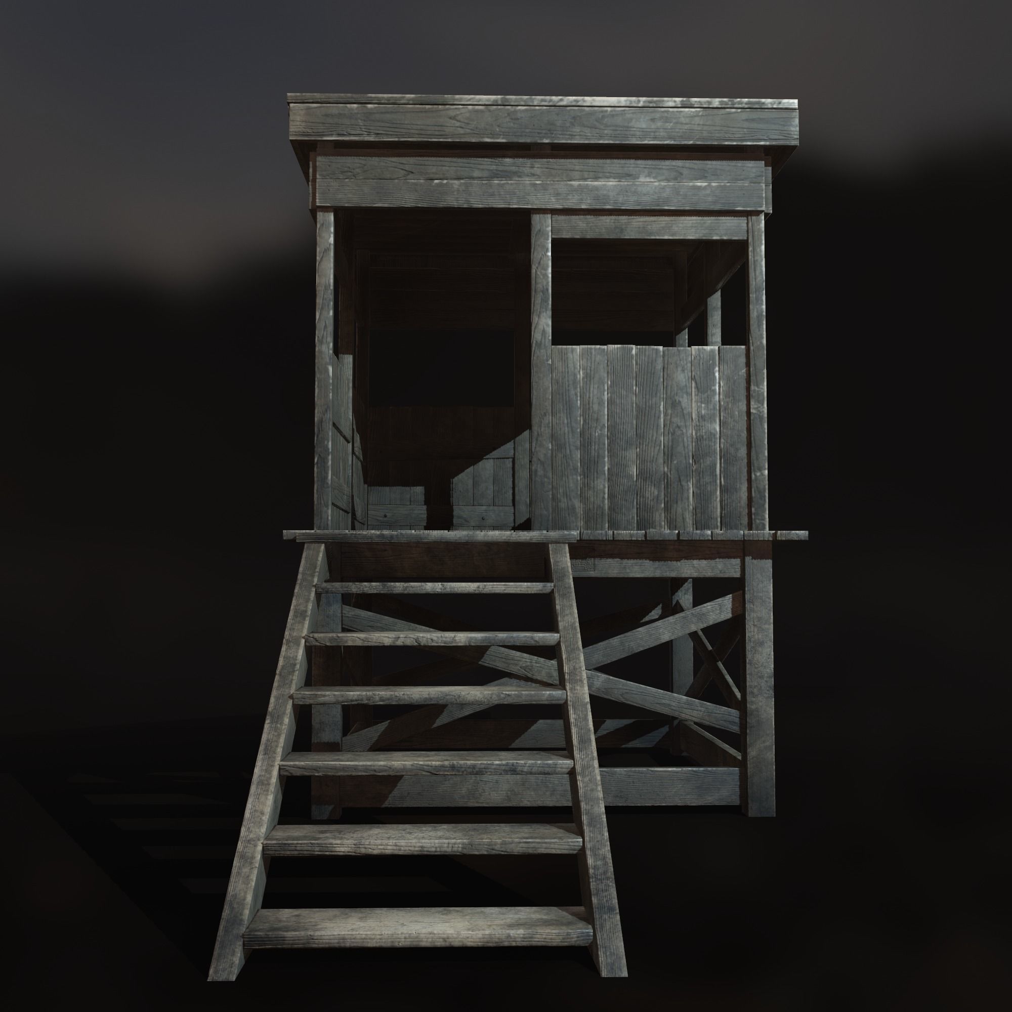 3D model Watchtower - Hunter Cabin - Wood and Military Textures - RC ...