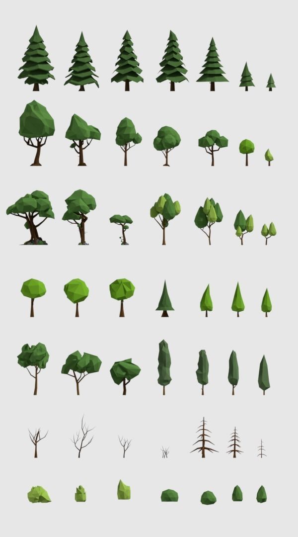 3D model Trees Pack VR / AR / low-poly rigged animated | CGTrader