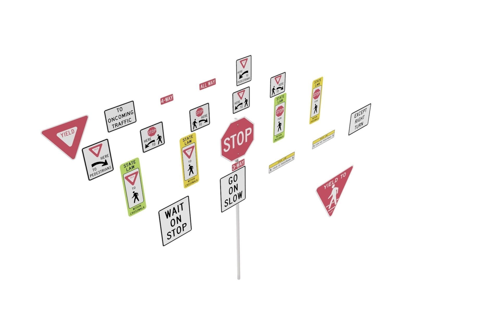 Road Sign US R1 Series Stop And Yield BIM Collection 3D model | CGTrader