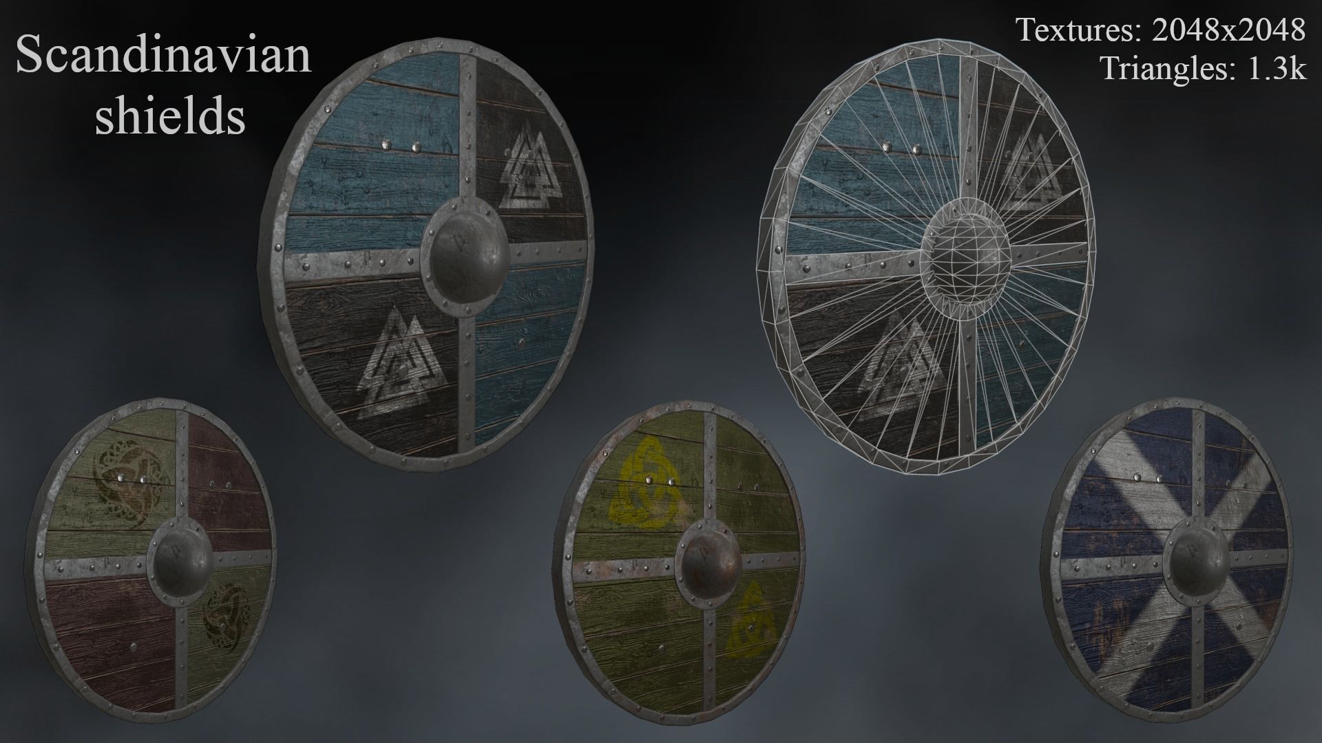 3D model Scandinavian shield VR / AR / low-poly | CGTrader