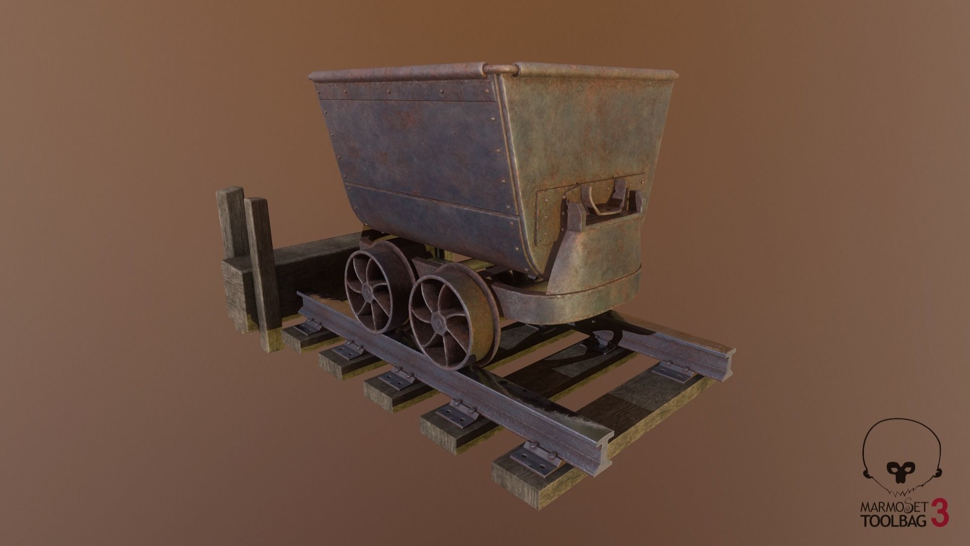 3D model Western - Mining Cart with Railway VR / AR / low-poly | CGTrader