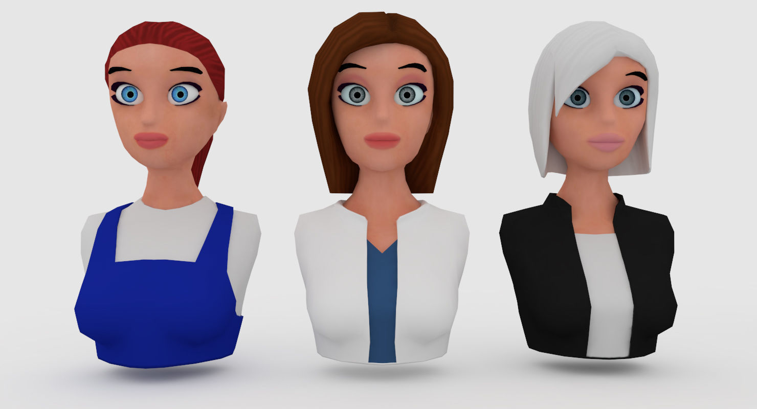 3D model Nine VR female character avatars VR / AR / low-poly | CGTrader
