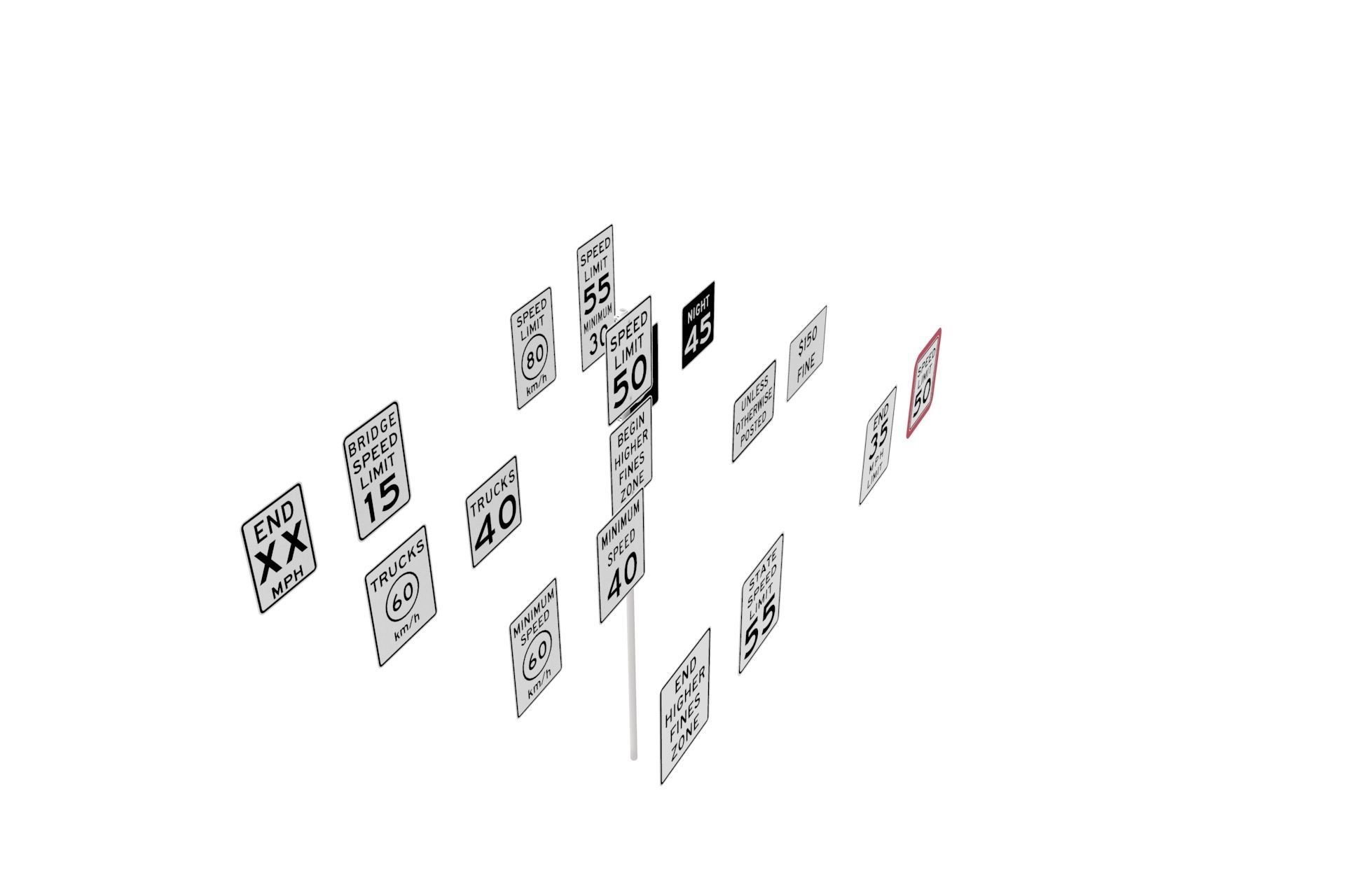 Road Sign US R2 Series Speed Limit BIM Collection 3D model | CGTrader