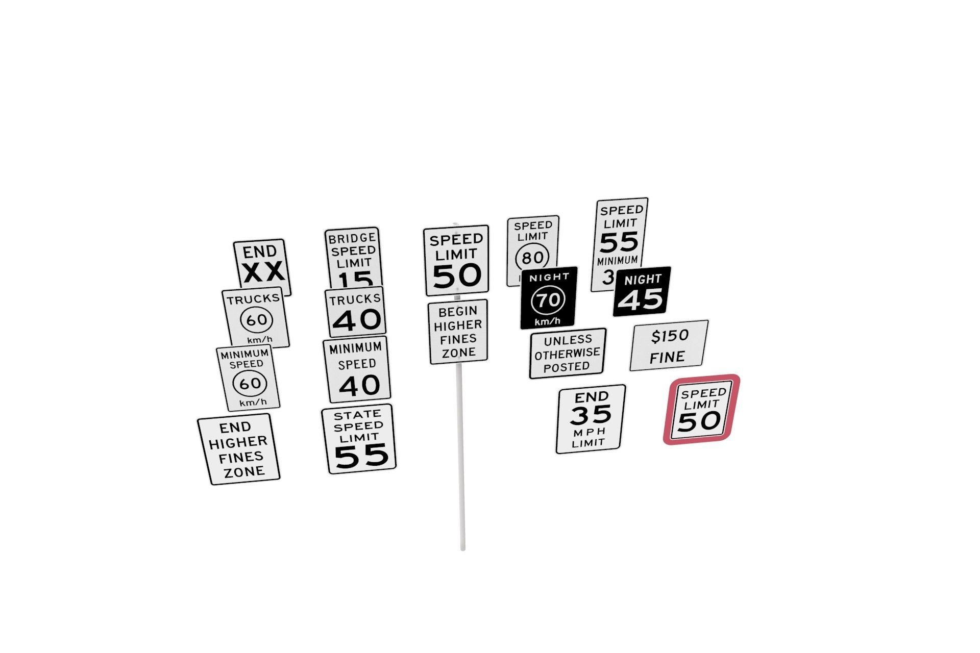 Road Sign US R2 Series Speed Limit BIM Collection 3D model | CGTrader