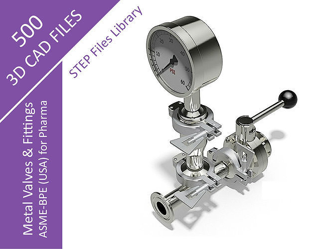 ASME-BPE PHARMA - VALVES AND FITTINGS - STEP 3D model | CGTrader