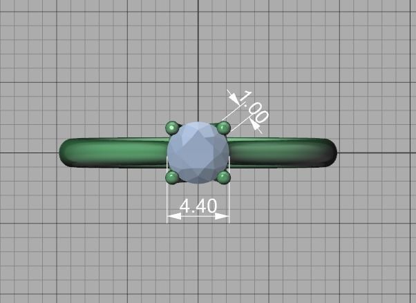 4 prong Engagement ring with Round stone Printable 3dmodel 3D model 3D ...