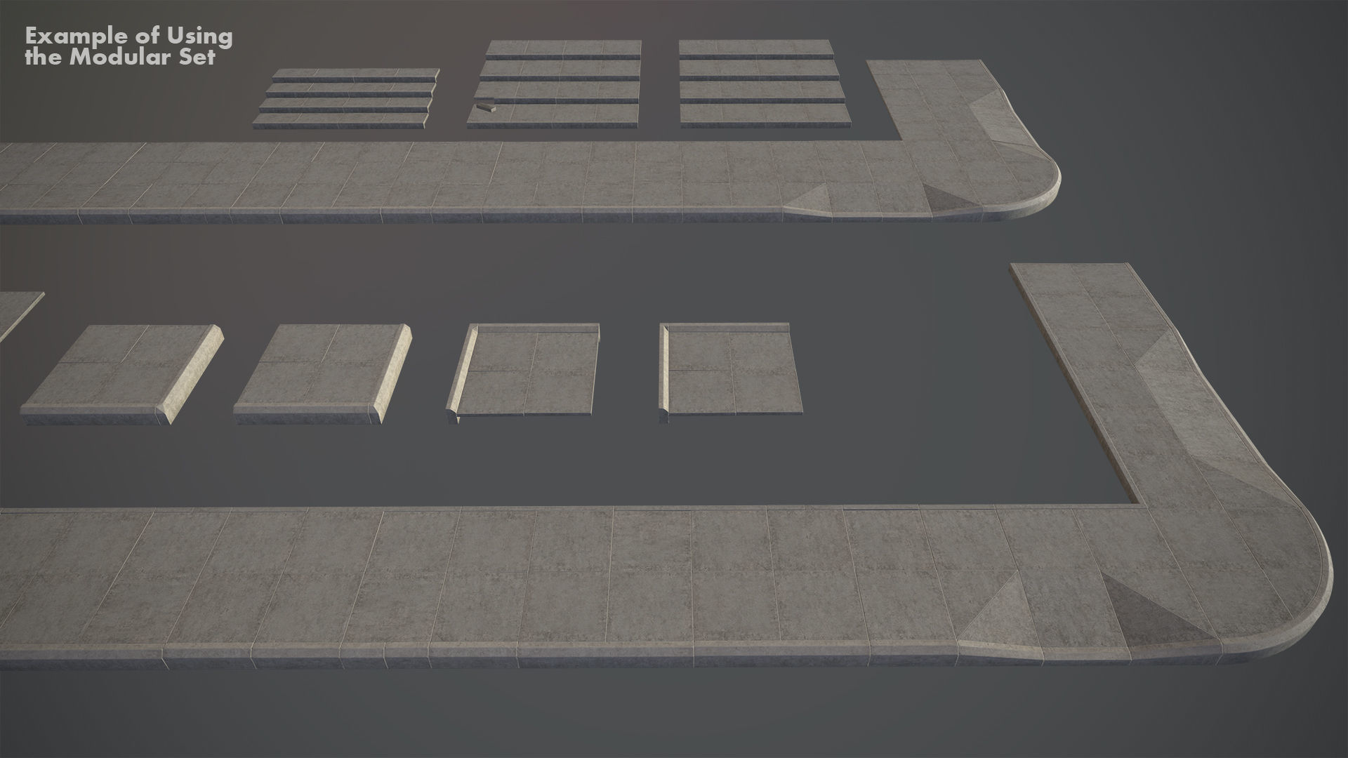 3D model Sidewalk - Modular Set 4 VR / AR / low-poly | CGTrader