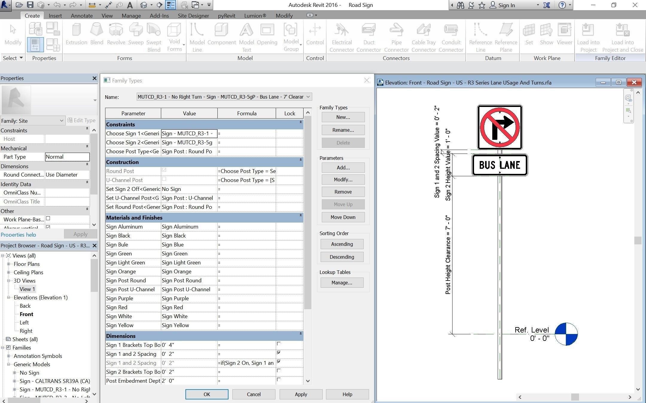 Road Sign US R3 Series Lane Usage And Turns BIM Collection 3D model ...