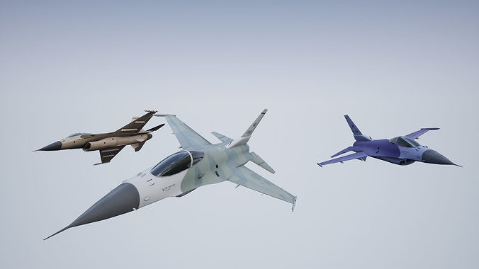 3D model Animated Jet fighter f-16 falcon low poly VR / AR / low-poly ...