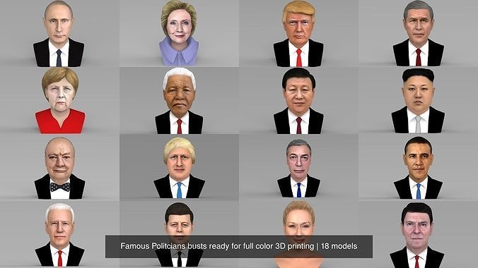 Famous Politcians busts ready for full color 3D printing 3D Model ...