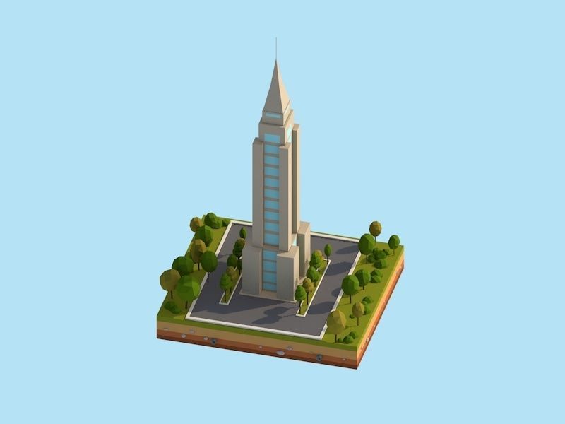 3D model Cartoon Low Poly New York Empire State Building VR / AR / low ...