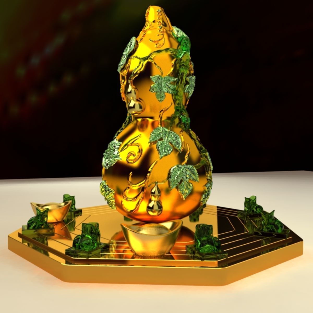Chinese Gourd with Gold Ingot 3D model | CGTrader