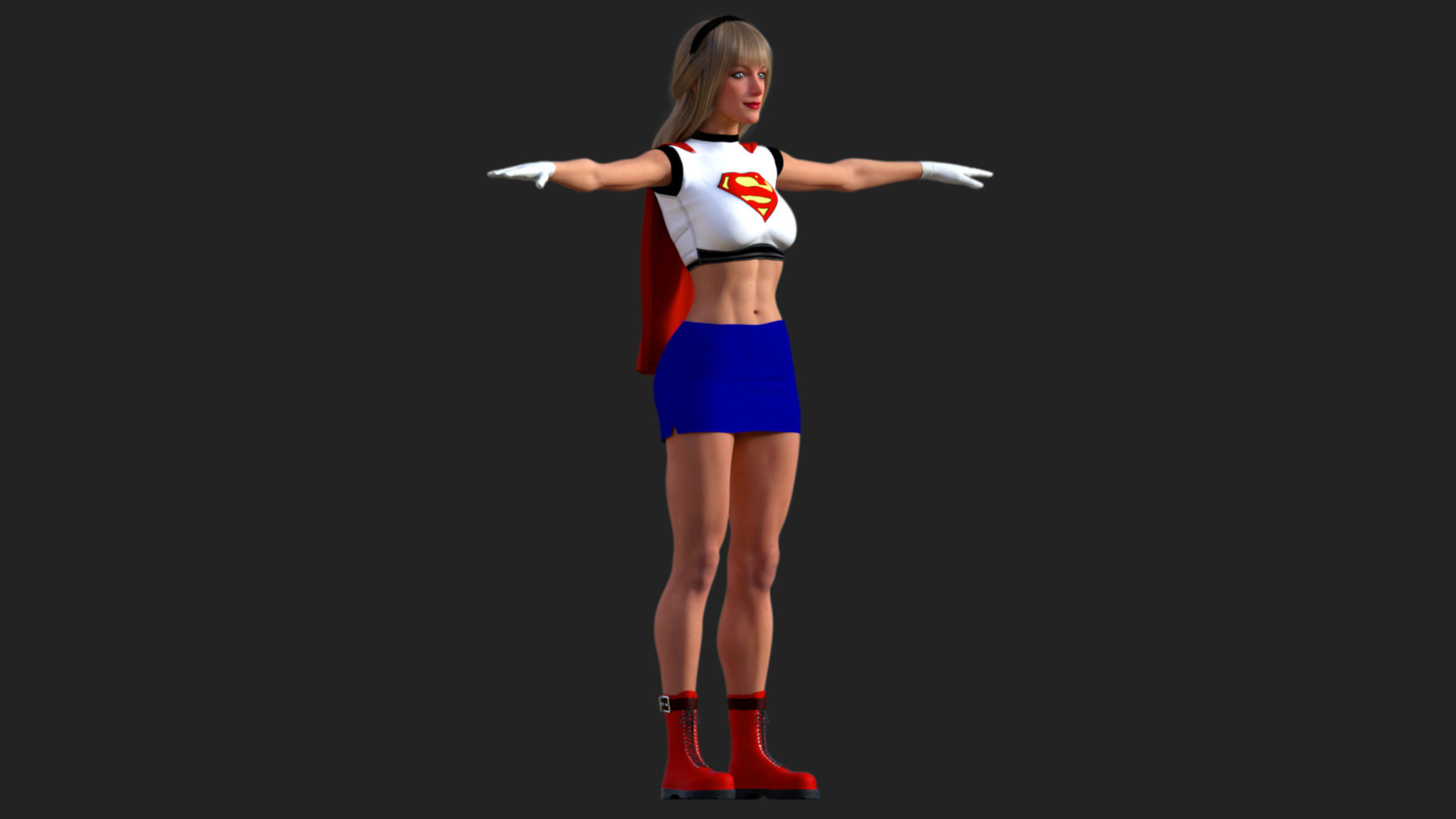 Supergirl 90s DCAU 3D model animated rigged | CGTrader