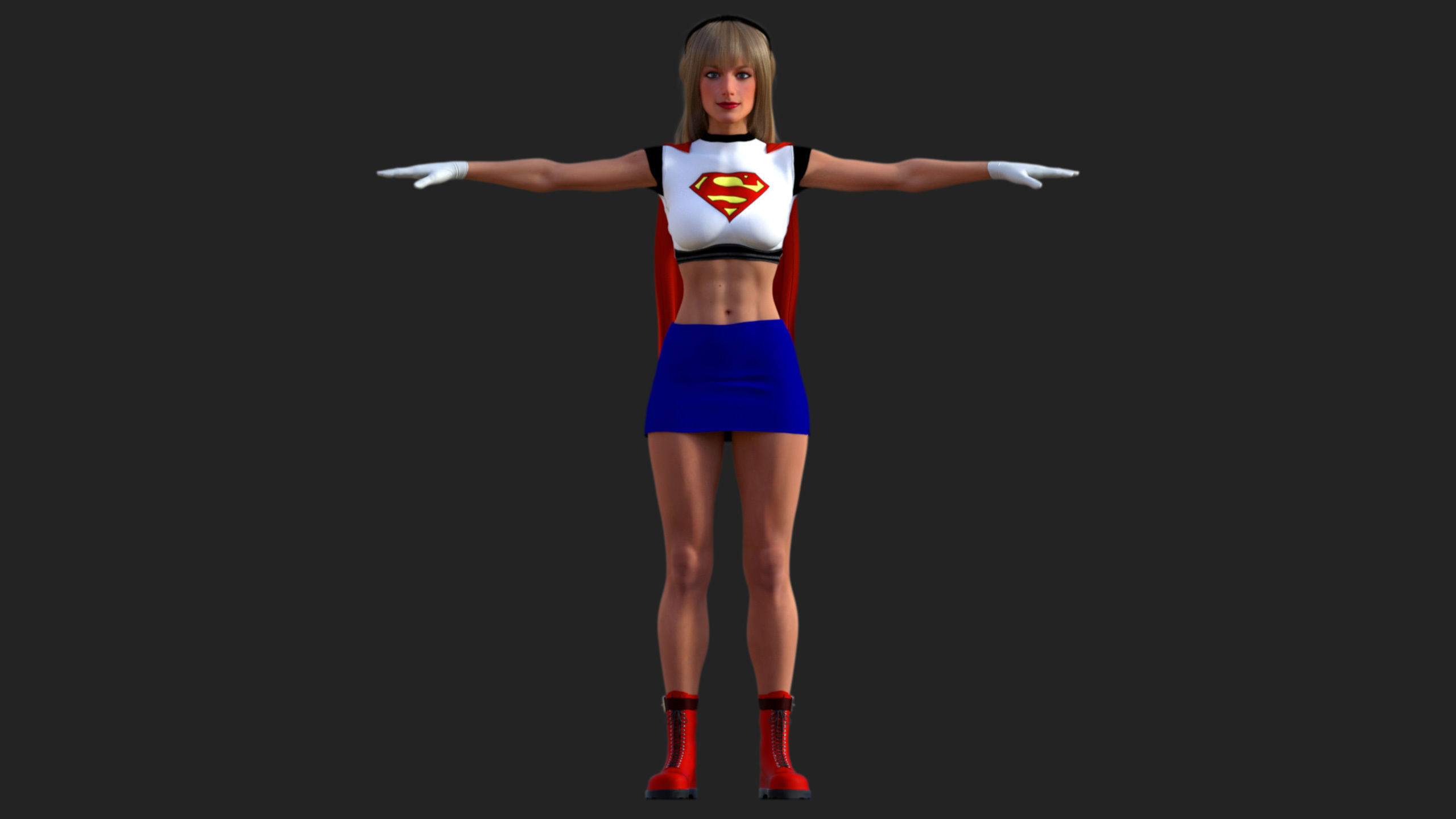 Supergirl 90s DCAU 3D model animated rigged | CGTrader