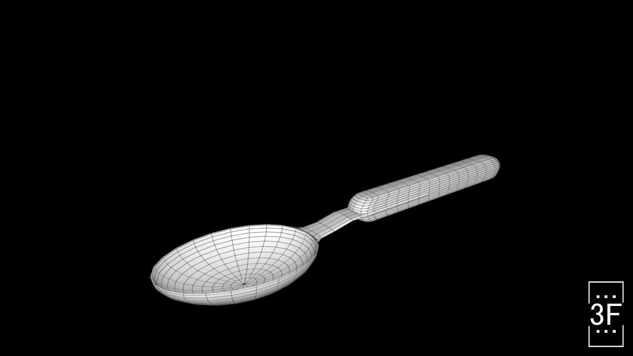 3D model Spoon PBR low poly with wooden handle VR / AR / low-poly ...