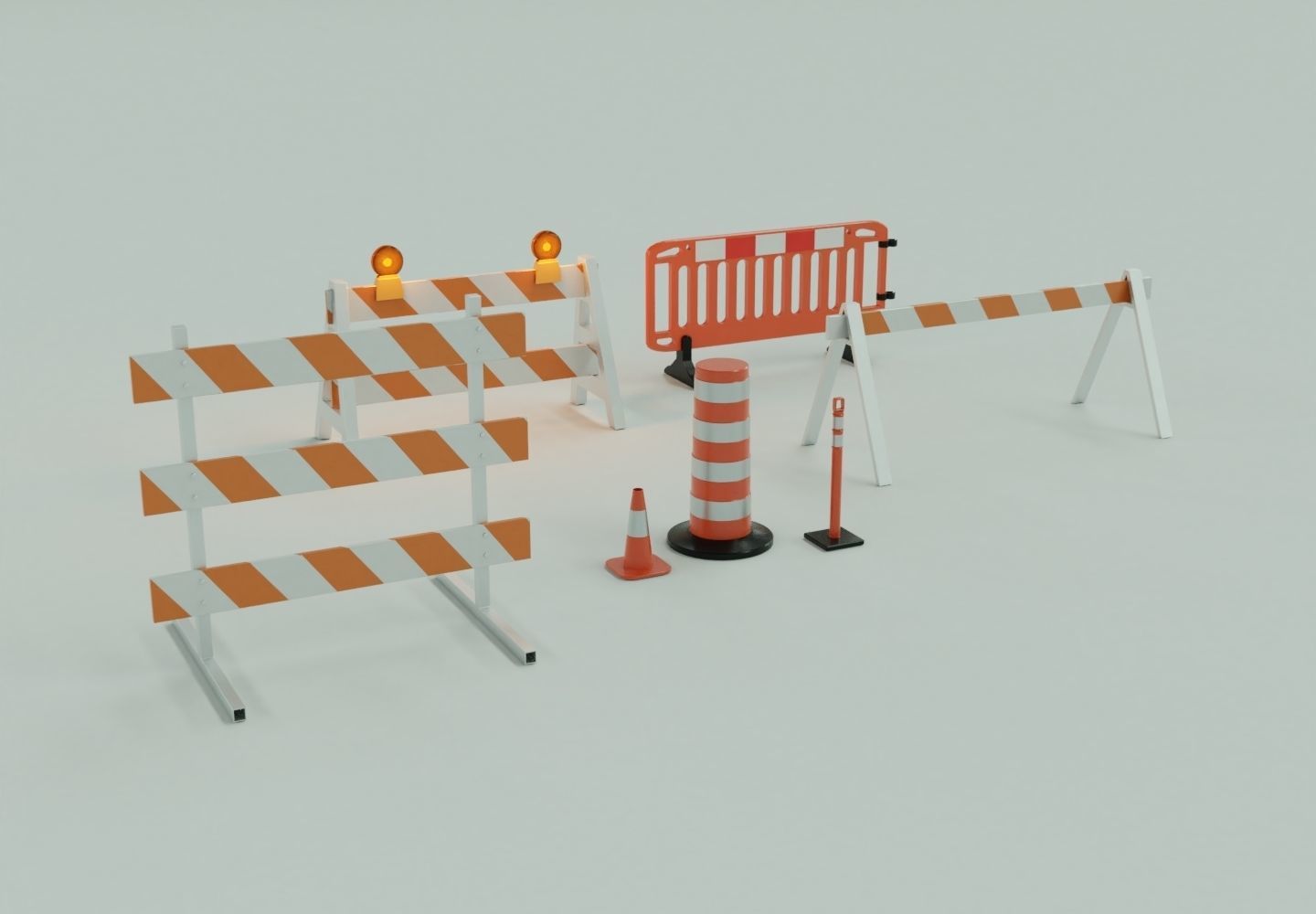 Traffic control road work and barricades collection 3D model | CGTrader