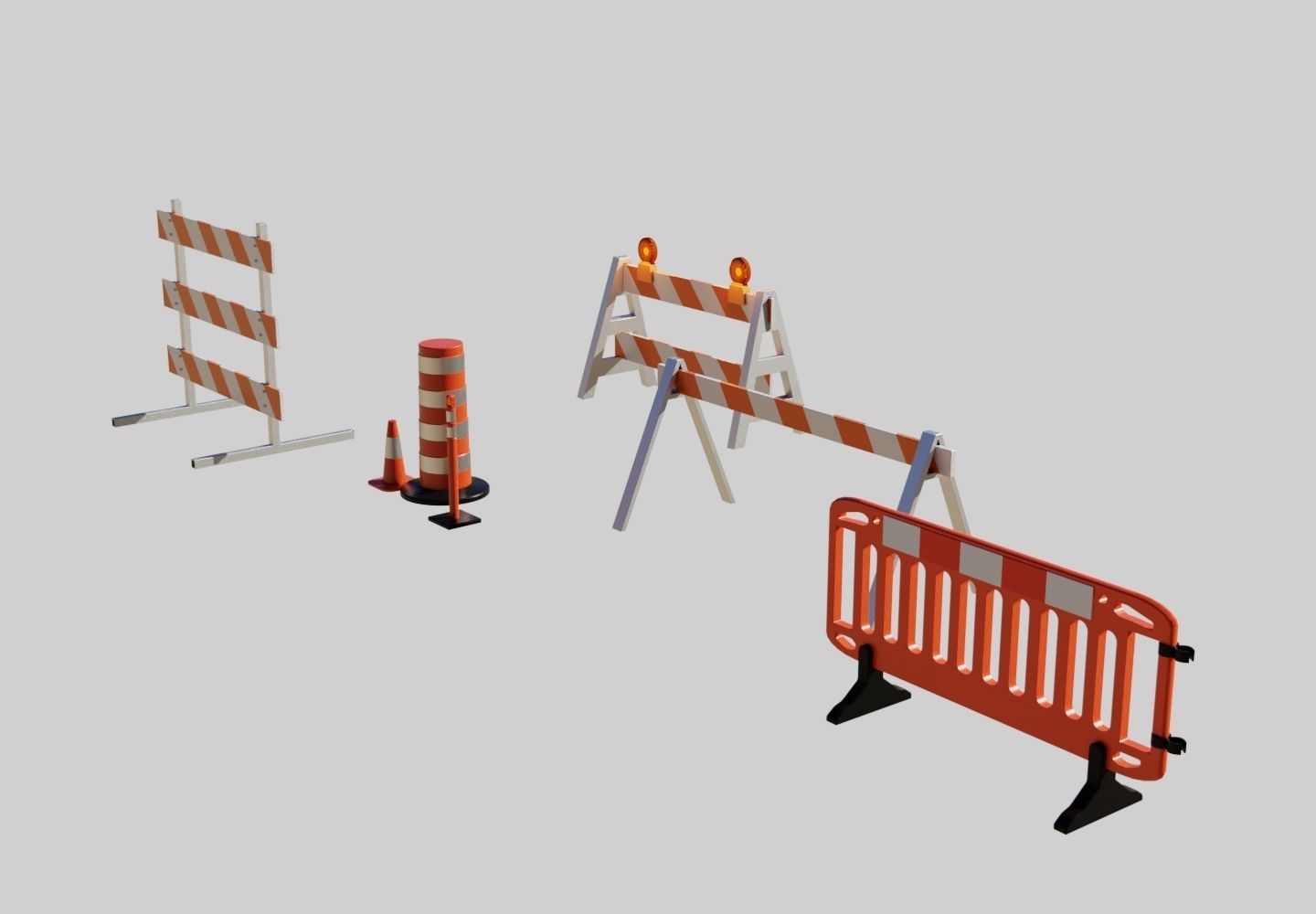Traffic control road work and barricades collection 3D model | CGTrader