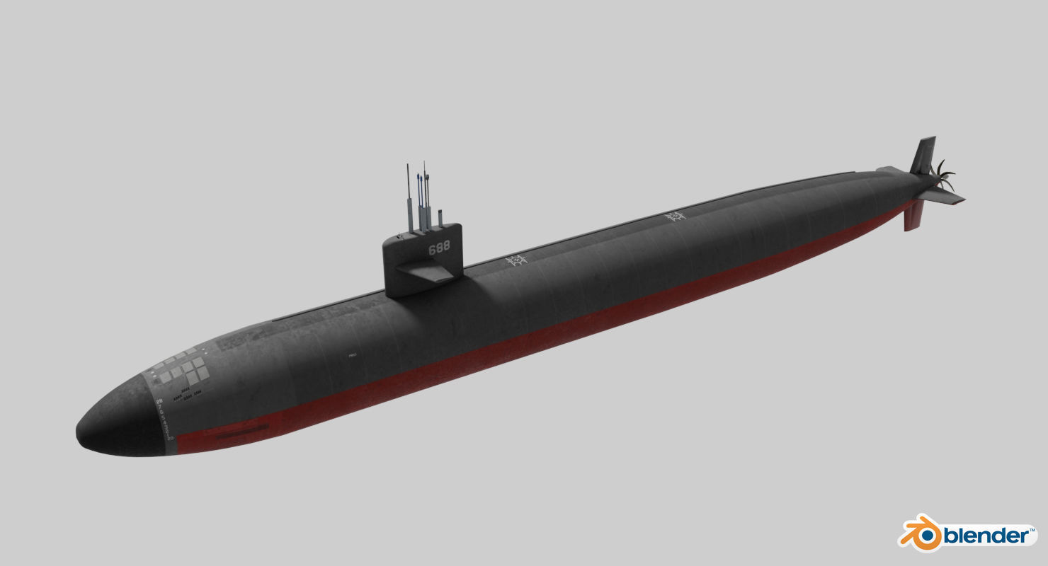 Los Angeles Class Submarine 3D model rigged | CGTrader