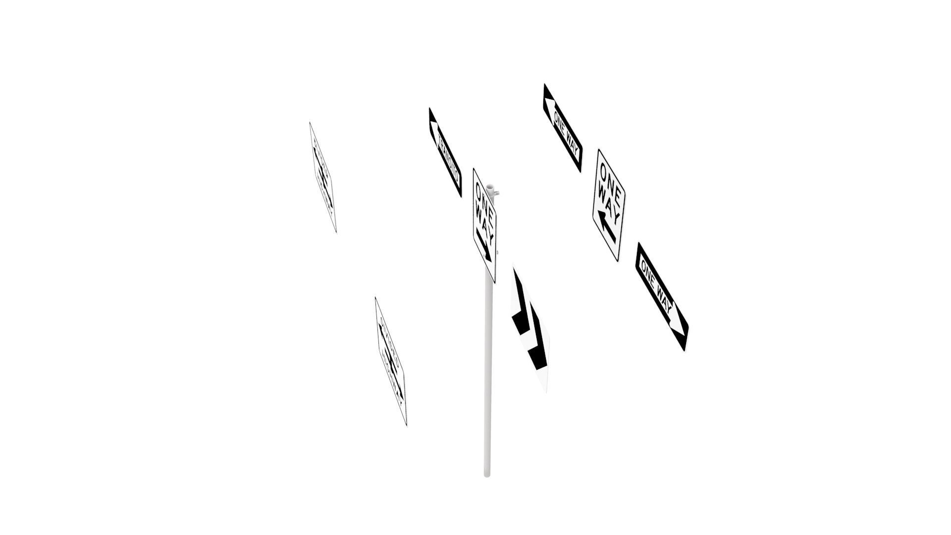 Road Sign US R6 Series One Way And Divided Highway 3D model | CGTrader