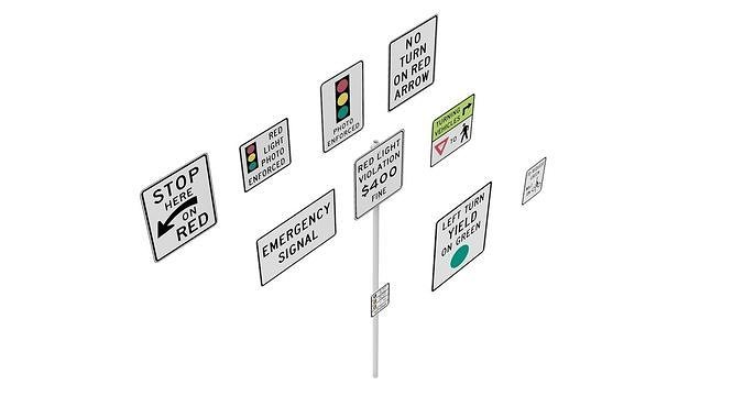 Road Sign US R10 Series Traffic Signal 3D model | CGTrader