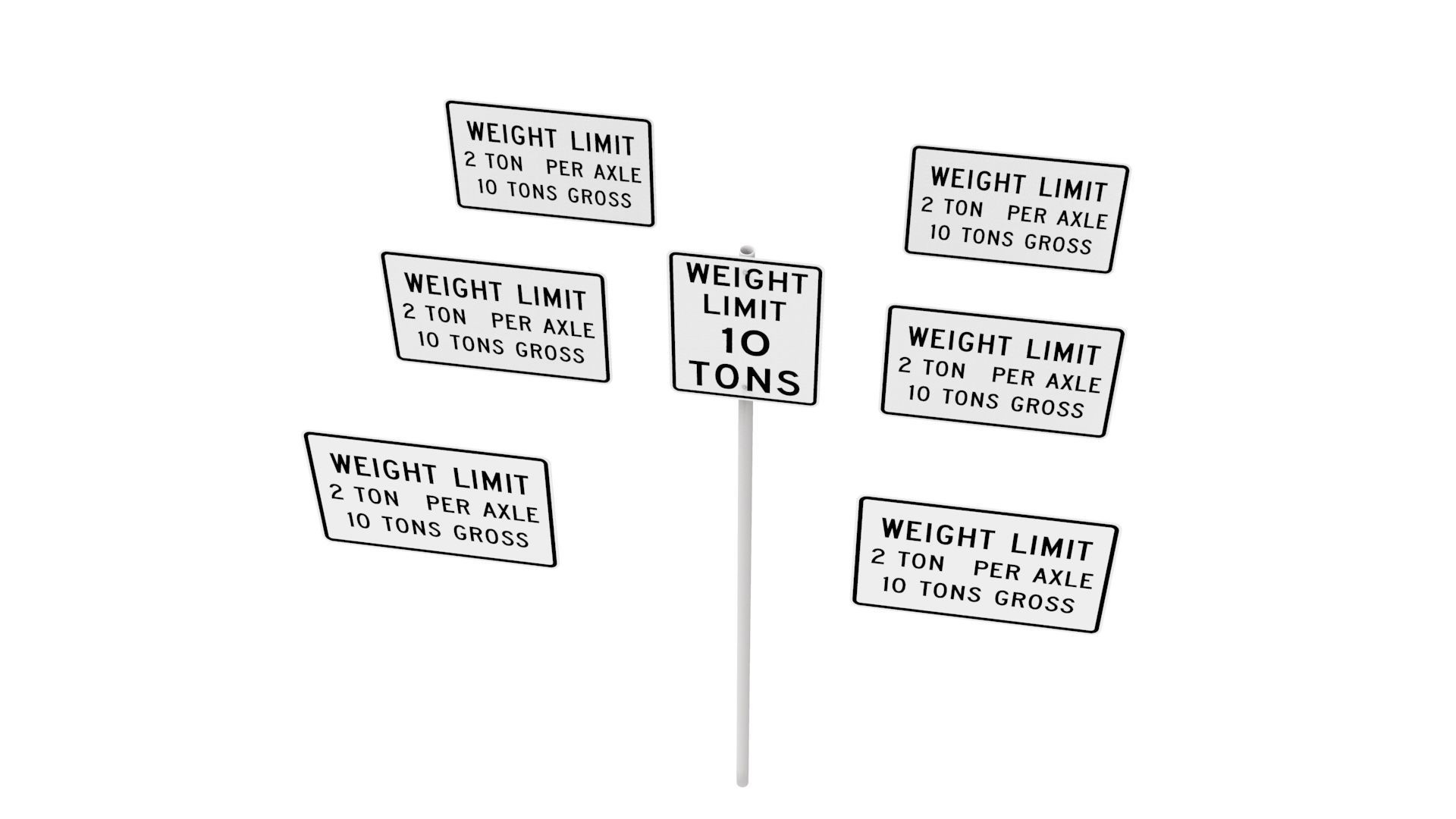 Road Sign - US - R12 Series Weight Limits 3D model | CGTrader