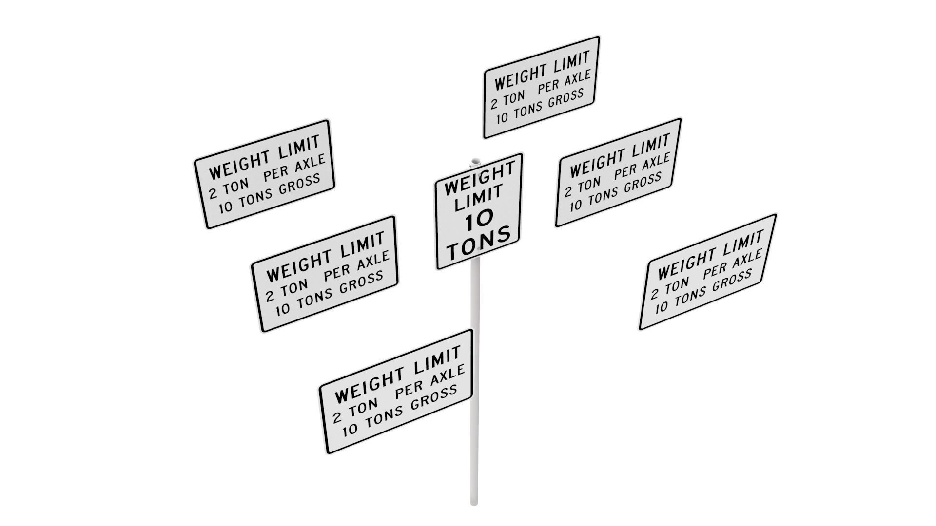 Road Sign - US - R12 Series Weight Limits 3D model | CGTrader