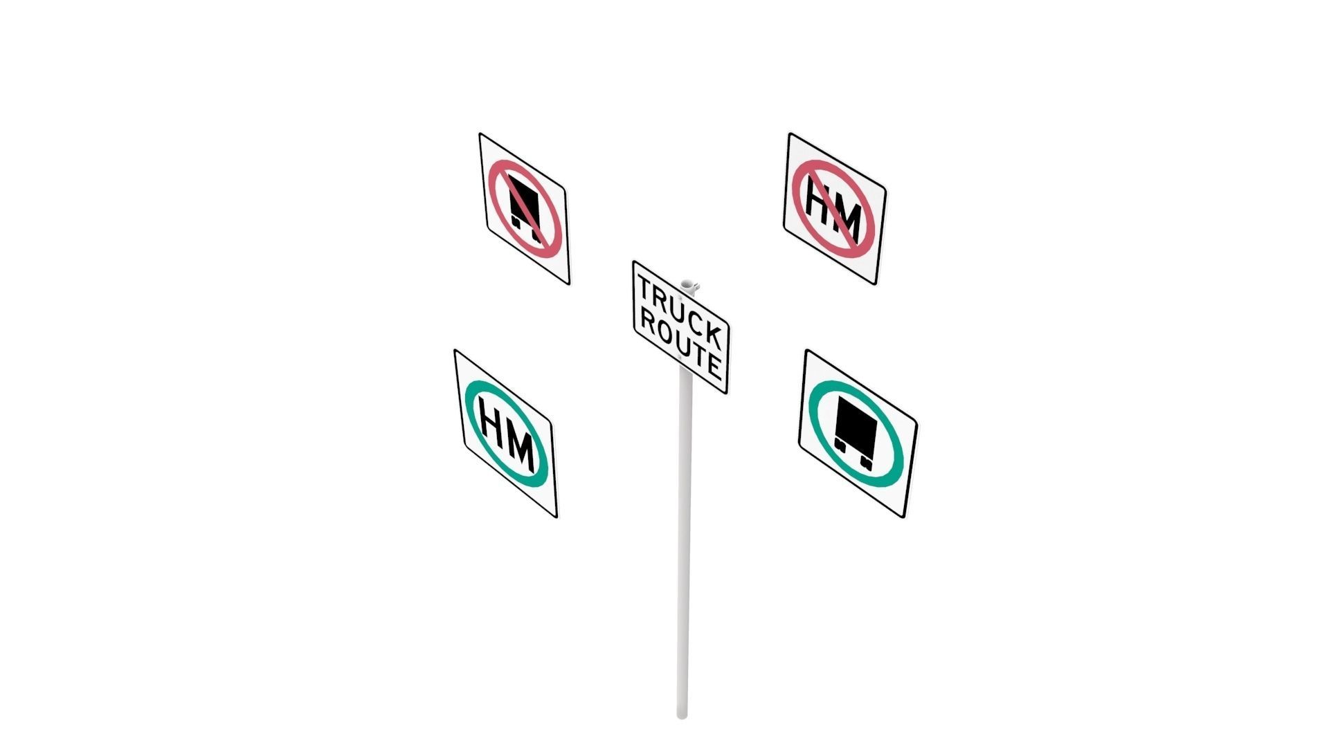 Road Sign - US - R14 Series Truck Routes 3D model | CGTrader