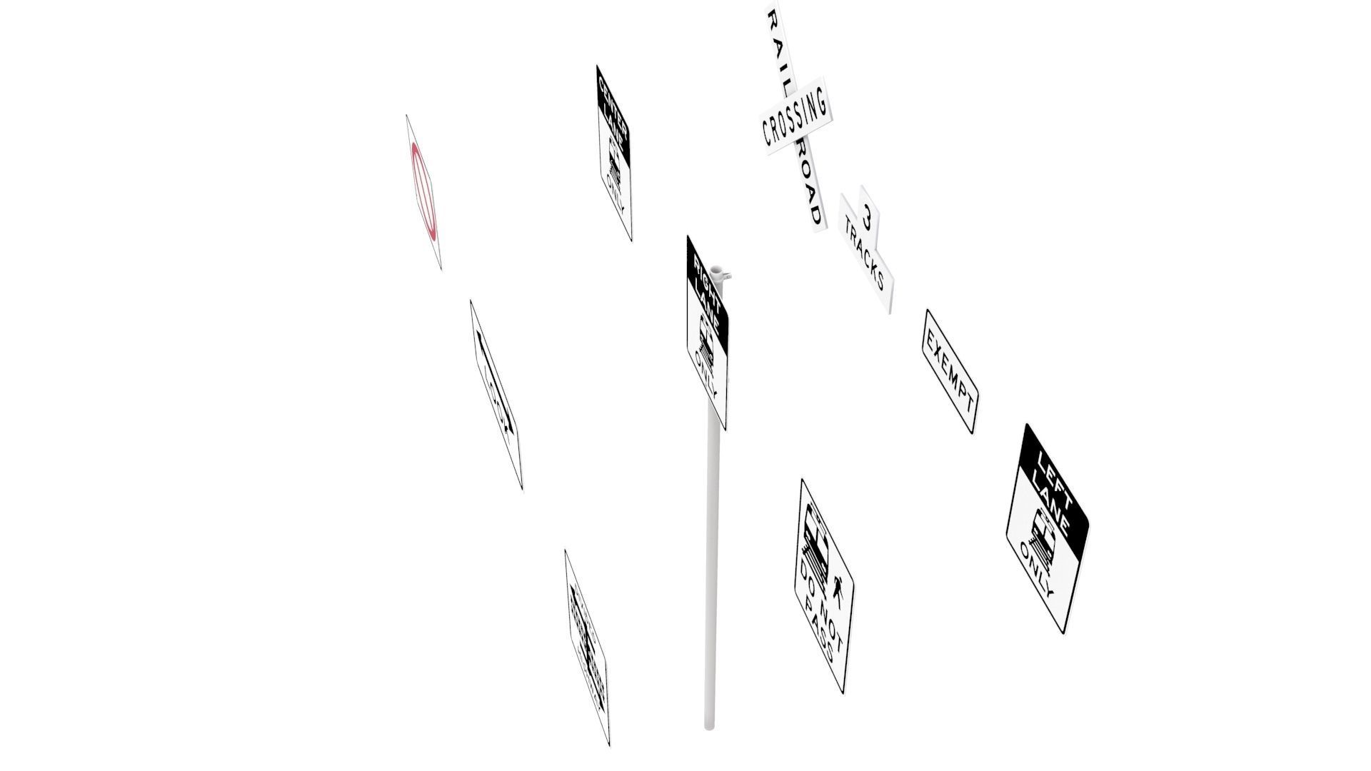 Road Sign US R15 Series Rail And Light Rail 3D model | CGTrader